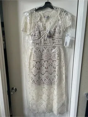 Self-Portrait | Dresses | Selfportrait White Lace Midi Dress With ...